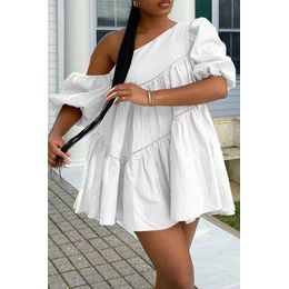 KIKI A-Linien-Kleid Hemdblusenkleid mit Puffärmeln Dirndlkleider kurzes