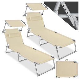 EBUY Gartenliege Set mit 2 lässigen und bequemen faltbaren Strandliegen in Beige