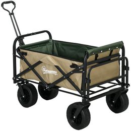 Outsunny Bollerwagen mit verstellbarem Griffwinkel braun (Farbe: khaki)