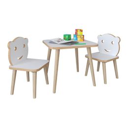 Vcm 3-tlg. Sitzgruppe Kinderzimmer Kindermöbel Tisch Stuhl Kinder LiLuLa (Farbe: Weiß)