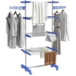 HOMCOM Wäscheständer mit Kleiderhaken grau (Farbe: blau)
