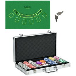 Pokerkoffer mit 300 Chips silber (Farbe: silber)