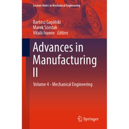 Springer International Publishing Advances in Manufacturing II, Kartoniert (TB)