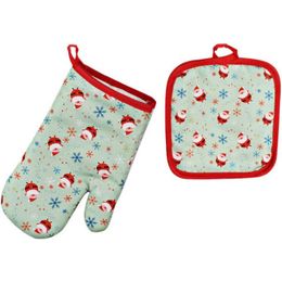 KIKI Topflappen Weihnachten Topflappen Ofenhandschuhe Weihnachtsmann Schneeflocken