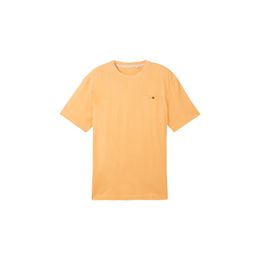 Tom Tailor Herren T-Shirt mit Leinenanteil, orange, Uni, Gr. XL