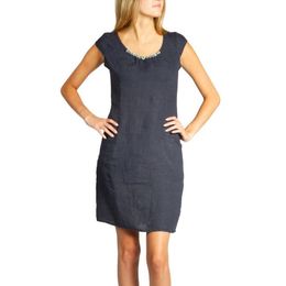 Caspar Sommerkleid SKL018 knielanges Damen Sommer Leinenkleid mit Perlmutt Knöpfe Dekor