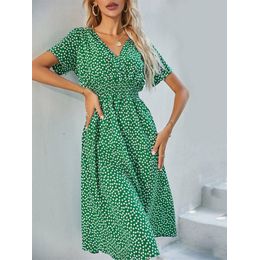 AFAZ New Trading UG Strandkleid Damen-Sommerkleid mit kurzen Ärmeln und Blumendruck