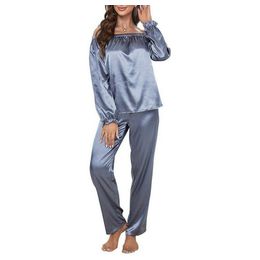 AFAZ New Trading UG Pyjama Damen One-Shoulder Nachtwäsche Schlafanzug Lang Homewear Kleidung