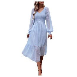 AFAZ New Trading UG Sommerkleid Elegantes Kleid mit V-Ausschnitt und Blumenmuster-Maxirock