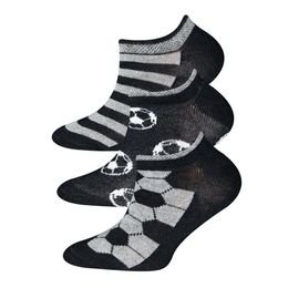 Ewers Sneakersocken Sneaker Socken 3er-Set Fußball/Ringel (3-Paar)