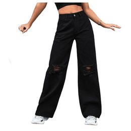AFAZ New Trading UG Destroyed-Jeans Damen Stretch Straight Jeanshose Denim Hosen Weich Pants Freizeithose