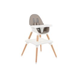 Kikkaboo Kinderhochstuhl Multi 3 in 1, Kinderstuhl, Tisch, Holzbeine, umbaubar braun