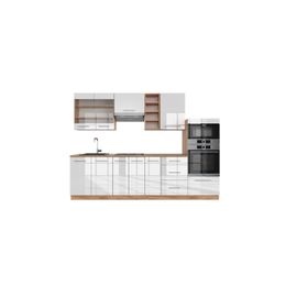 VICCO K&uuml;chenzeile K&uuml;chenblock Einbauk&uuml;che Fame-Line Eiche Wei&szlig; 280 cm modern Sp&uuml;lenunterschrank Unterschrank Schubunterschrank H&auml;ngeschrank Mikrowellenschrank Apothekerunterschrank
