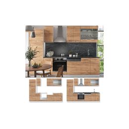 VICCO K&uuml;chenzeile K&uuml;chenblock Einbauk&uuml;che Fame-Line Wei&szlig; Eiche 300 cm modern K&uuml;chen Schr&auml;nke Schubunterschrank Herdumbauschrank Sp&uuml;lenunterschrank H&auml;ngeschrank K&uuml;hlumbauschrank Geschirrsp&uuml;lerblende