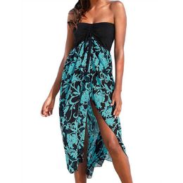 AFAZ New Trading UG Strandkleid Frühlings-und Sommer-Damen-Strandrock mit Quastendruck auf der Brust 2-in-1-Kleid Damen A-Linien-Kleid Damen Abendkleid Damen Babydollklei