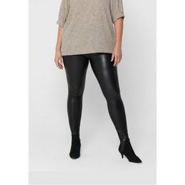 Only CARMAKOMA Lederimitathose Kunstleder Hose Plus Size Elegante Leggings Basic CARROOL 6506 in Schwarz