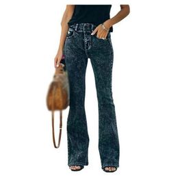 AFAZ New Trading UG Stretch-Jeans Damenjeans Skinny Jeans Vintage Jeans mit weitem Bein Slim-Fit Jeans