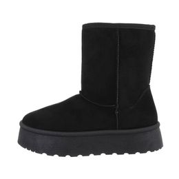 Ital-Design Damen Snowboots Freizeit Snowboots Flach Plateaustiefeletten in Schwarz