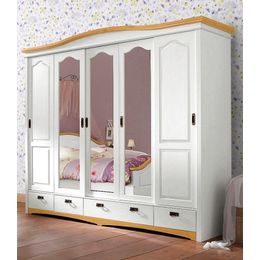 Schiebetürenschrank Home Affaire "Konrad" Schränke Gr. B/H/T: 249 cm x 207 cm x 64 cm, 5 St., weiß (weiß, honig) Schwebetürenschränke und Schiebetürenschränke Bestseller