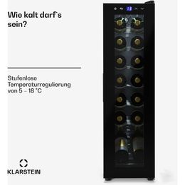 Klarstein Weinkühlschrank,1 Zone Getränkekühlschrank mit Glastür, Leiser Indoor/Outdoor Kühlschrank, 41L Flaschenkühlschrank Klein, Weinschrank für Getränke,