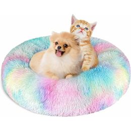 Katzen- und Hundebettkörbe rund 60 cm, waschbares und warmes Donut-Haustierkissen, super weich und bequem für kleine Hunde und Katzen – bunt