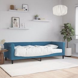 Tagesbett mit Matratze Blau 80x200 cm Samt - Blau - Prolenta Premium