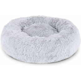 Hundebett, rundes Kissenbett für Katzen, bequemes weiches Donut-Sofa für Hunde und Katzen aller Größen, Plüschstoff (80 cm ø Hellgrau) - Lycxames