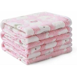 Set mit 1 waschbaren, weichen Decken für Hunde und Katzen – Größe 52 x 76 cm – Elefant – 3 Monate – Rosa - Lycxames
