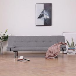 Prolenta Premium Schlafsofa mit zwei Kissen Hellgrau Polyester - Grau