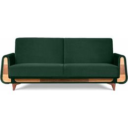 Gustavo Sofa 3-Sitzer mit Schlaffunktion, dunkelgrün - Konsimo