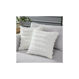 Packung mit 2 Boho Baumwolle Leinen gestreiften Kissenbezug MusterJacquard Kissenbezug Jet dekorative Kissenbezug für Stuhl Auto Sofa und Bett