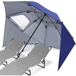 Sonnenschirm Sonnenschutz UV-Schutz upf 50+ 210cm aus Stahl mit Kippfunktion Strandschirm Balkonschirm Gartenschirm - Blau