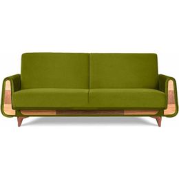 Gustavo Sofa 3-Sitzer mit Schlaffunktion, grün - Konsimo