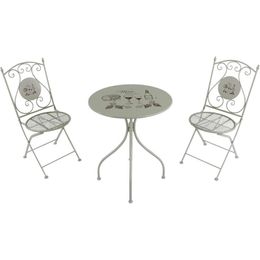 AXI M me Bistroset 3-teilig mit Mosaik Design Weincreme, romantischer Stil Bistrotisch mit 2 Stühlen Bistro Gartenmöbel Set für Garten / Balkon /