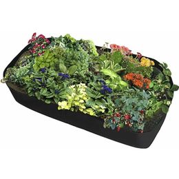 Rechteckiger, atmungsaktiver Stoff-Hochbeet-Pflanzkasten – langlebige Pflanztasche für Blumen und Gemüse – 0,9 m (l) x 1,8 m (b) – Schwarz