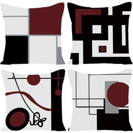 Amirror Smart Ug - Schwarzes, weinrotes, geometrisches, dekoratives Kissenbezug-Set mit 4 45,7 x 45,7 cm, modernem, geometrischem, grauem, schwarzem