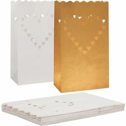 Lycxames - 20 Stück) – Feuerfeste Papierkerzentüte mit Herzform – Papierlaterne für Veranstaltungen, Partys, Valentinstag, Verlobung, Hochzeit und