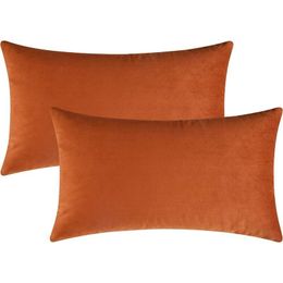 Set mit 2 dekorativen rechteckigen Kissenbezügen aus Samt für Sofa und Bett, 30,5 x 50,8 cm