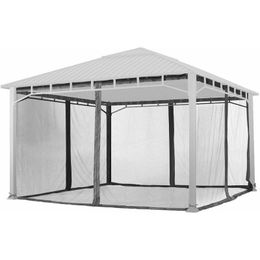 Toolport Moskitonetz für Gartenpavillon Sunset Superior 4x4 m - Polyester - Insektengitter mit Reißverschluss - grau - loft grey