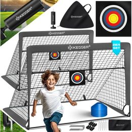 Kesser® Fußballtor Kinder Pop-Up 2er Set Fußball-Tore Faltbar mit Glasfaserstangen & hochwertigen Tornetzen für Indoor, Outdoor & Garten Mit