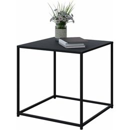 ECD Germany - Konsolentisch Beistelltisch 55x55x55 Metall schwarz matt Cube Würfel Quarder Tisch modern zeitlos