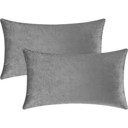 Set mit 2 dekorativen rechteckigen Kissenbezügen aus Samt für Sofa und Bett, 30,5 x 50,8 cm