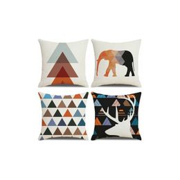 Set mit 4 Kissenbezügen mit Tiergeometrie-Muster, Kissenbezug für Sofa, Zuhause, Wohnzimmer, Schlafzimmer, Heimdekoration, 45 x 45 cm