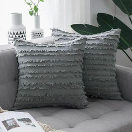 2er Set Kissenbezüge Dekokissen Kissenbezug Sofakissen Quaste Deko Dekorative Kissenhülle Bezug Zierkissenbezug überzug Fransen für Sofa Couch