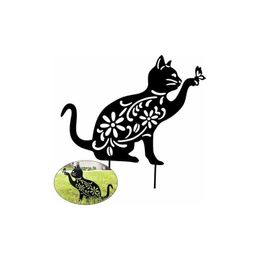 Cat Garden Decoration, Metal Black Cat Decoration, Outdoor Garden Decoration, Garden Figurine Stake, High Quality and Weatherproof, for Outdoor Lawn