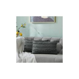 Kissen und Kissenbezug 2er-Set graue Kissenhüllen für Schlafsofa, dekorative Kissenhüllen aus Baumwolle und Leinen, 35 x 50 cm