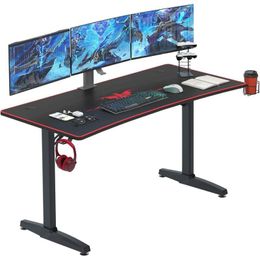 60 Zoll großer ergonomischer Gaming-Schreibtisch mit komplett bedecktem Mauspad, PC-Computertisch in T-Form von professionelle Gamer-Tische,