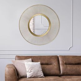 Wandspiegel Rundform, ø 82 cm, Gold, aus Glas mit Metallrahmen, Moderner Dekospiegel Hängespiegel Flurspiegel Badspiegel Schminkspiegel