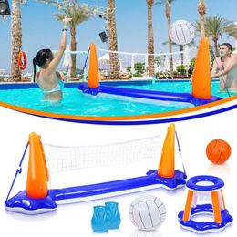 VINGO - Volleyable Volleyball Basketball aufblasbares Netzwerk für Schwimmbäder mit Ball Wasserspielzeug Wassersport - Blau
