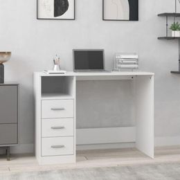 Schreibtisch mit Schubladen Weiß 102x50x76 cm - Weiß - Prolenta Premium